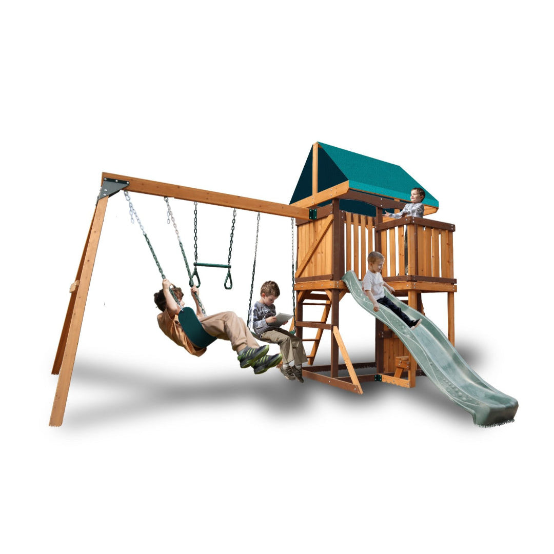 Mount Peak - Logan Swing Set - Playhouse With Balcony Best price in ...